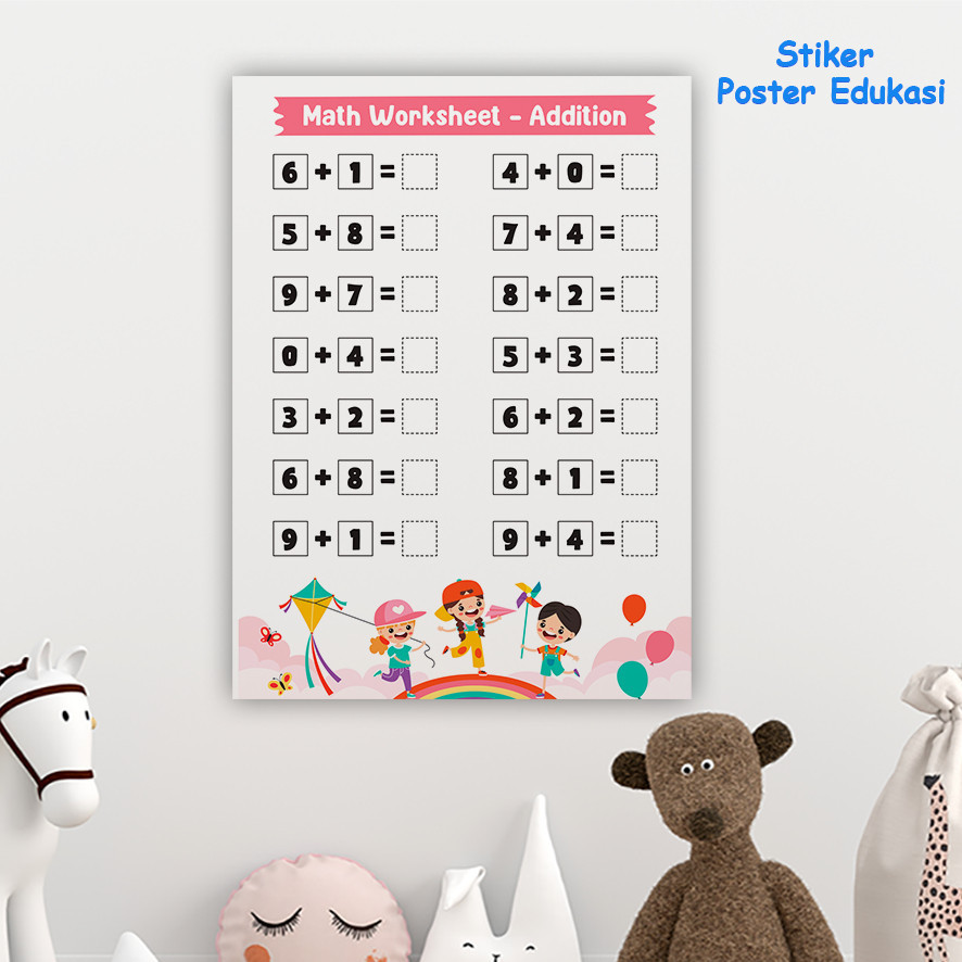 Addition and Subtraction Wall Poster Stickers for Children's Learning ...