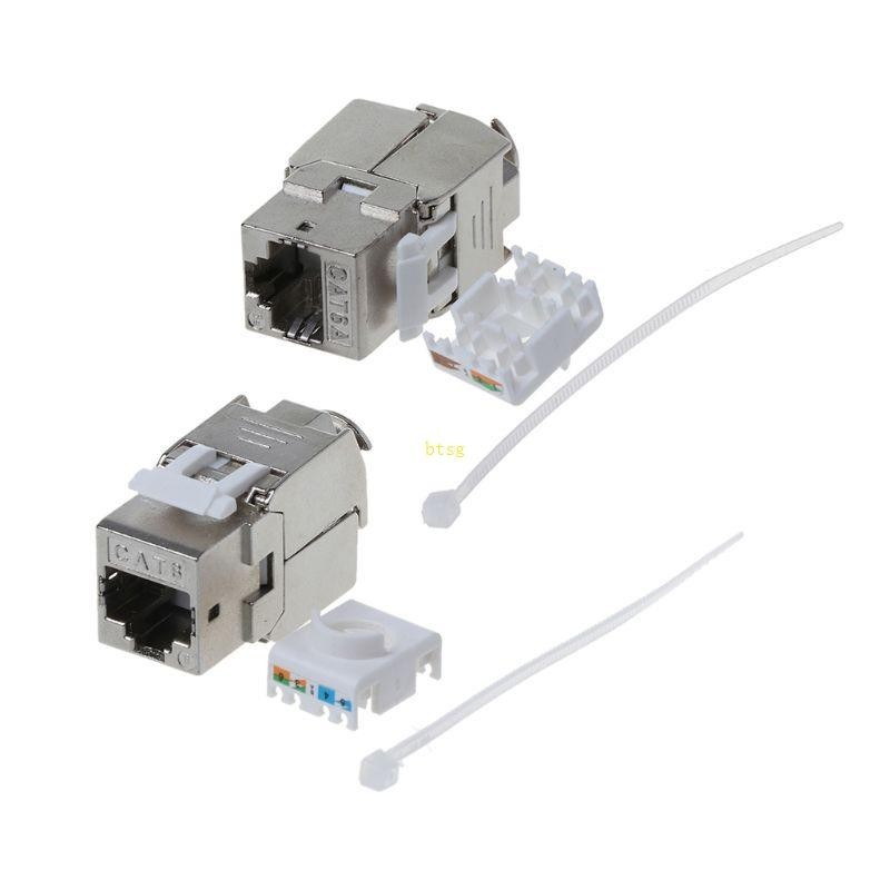 BT FTP Zinc Alloy RJ45 Module Keystone Cat6 Cat6A Shielded Keystone Jack Connector Adapter ...