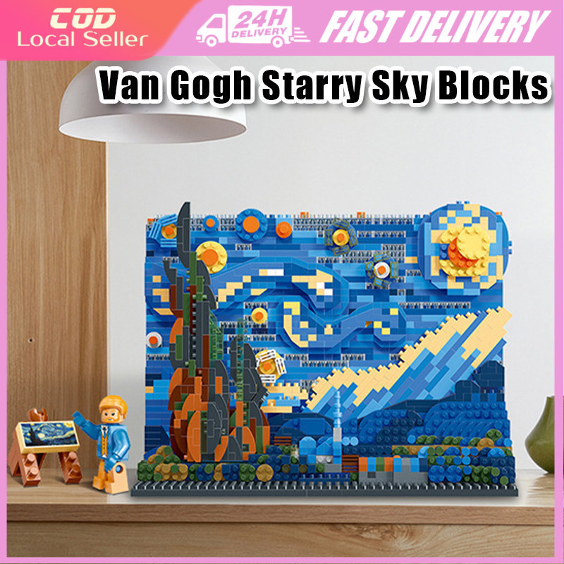 1pc Moyu Starry Moon Night Building Blocks Van Gogh Starry Sky Painting ...