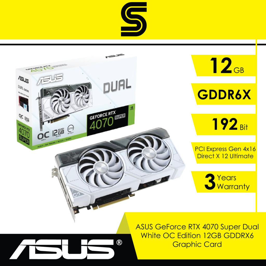 ASUS GeForce RTX 4070 Super Dual White OC Edition 12GB GDDRX6 Graphic ...