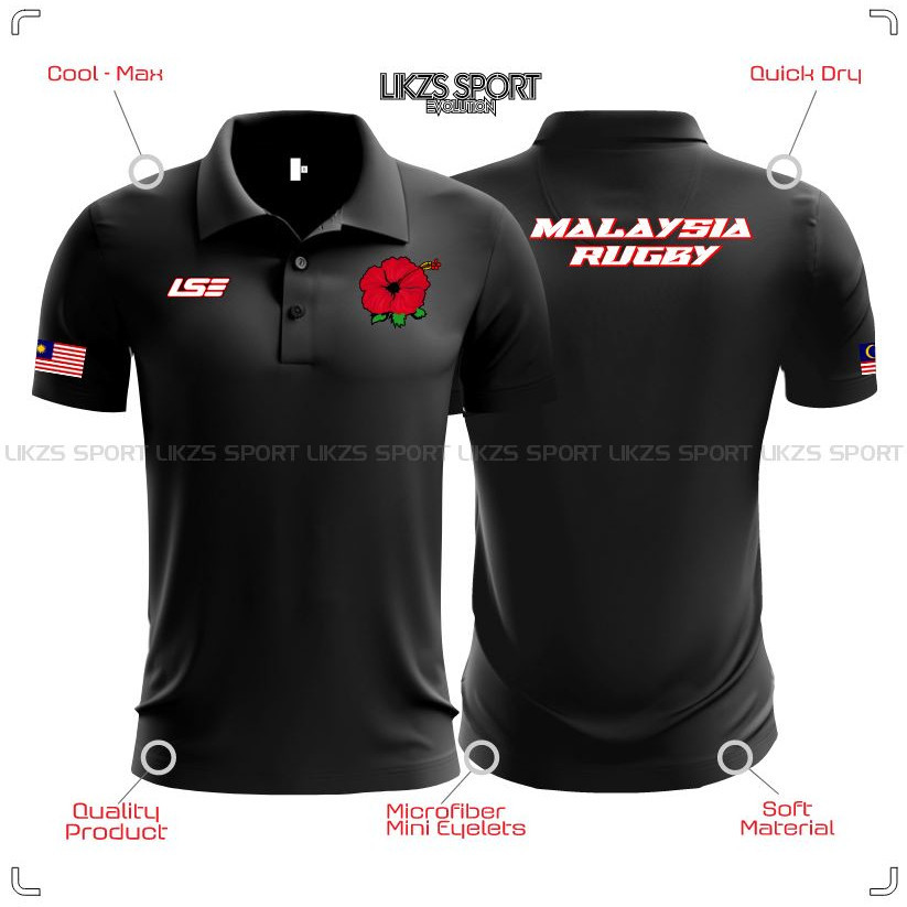 Days Sport Malaysia Rugby Travel Jersey DX2-LSE+FLAG New Logo | Polo ...