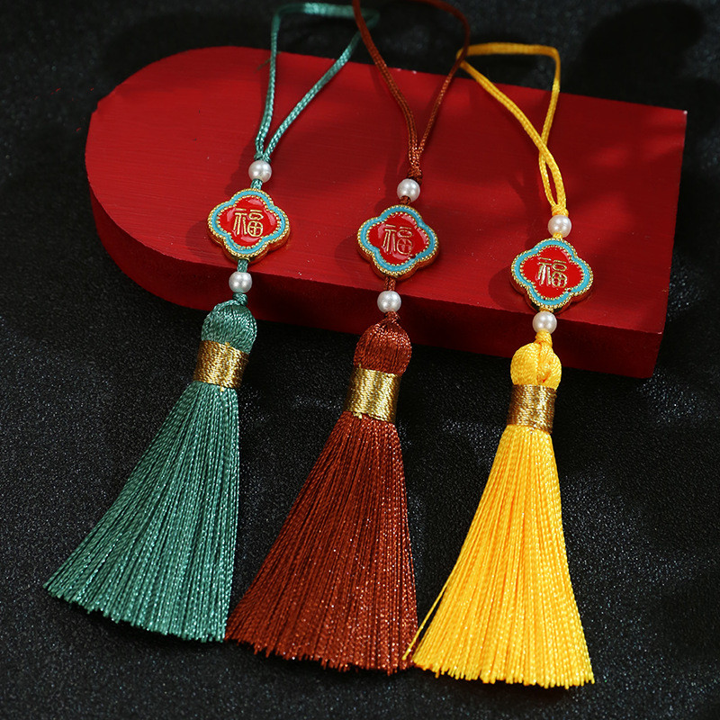 6cm Gold Wire Wrapped Four Leaf Clover Chinese Knot Hanging Piece Guqin ...