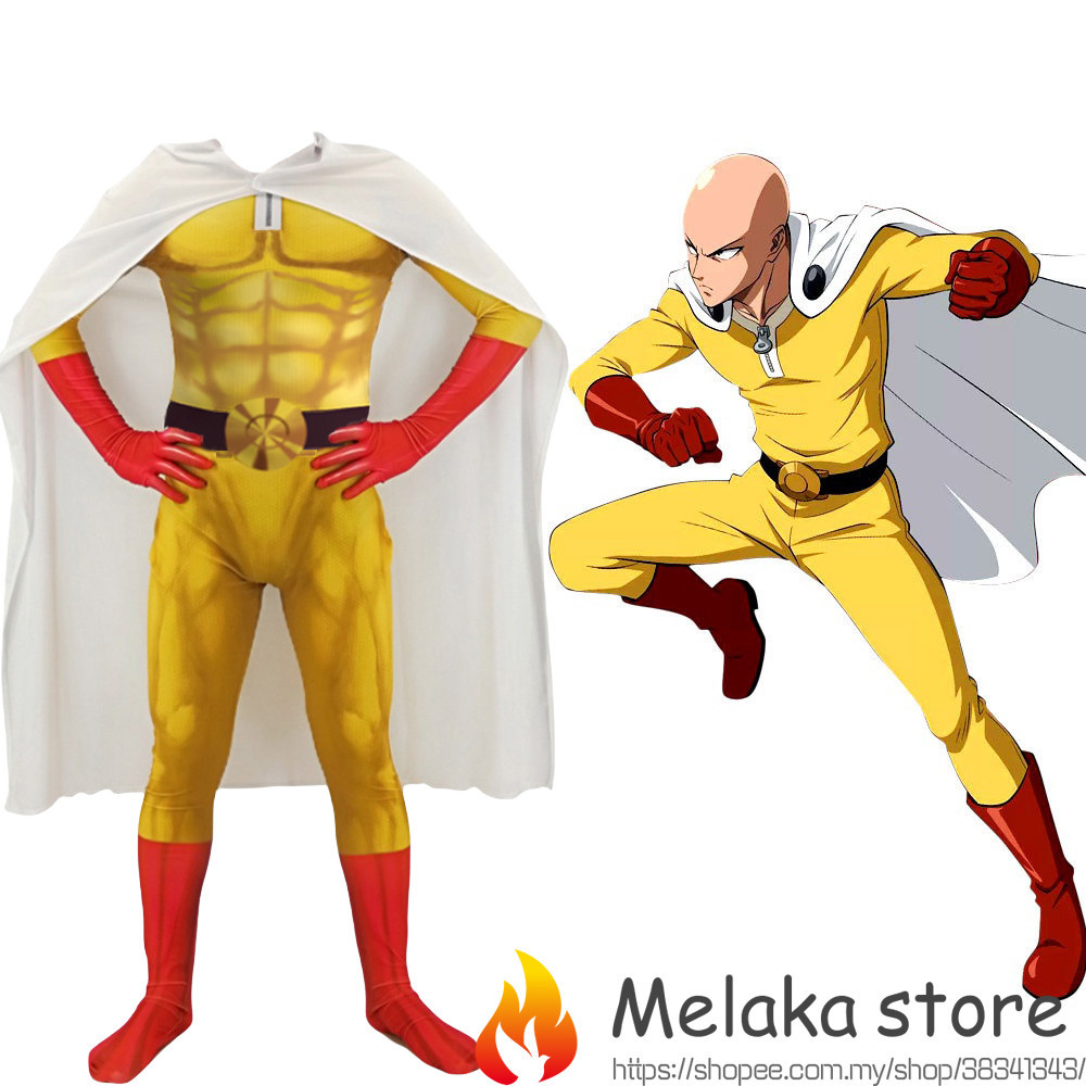 Anime Men Boys One Punch Man Cosplay Costumes Spandex Zentai Saitama ...