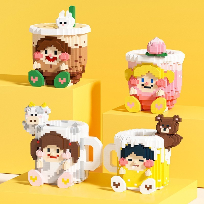 Building Block Pen Holder Educational Assembly Creative Gift Milk Tea ...