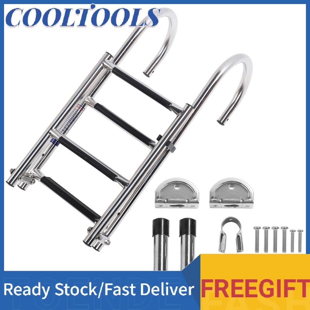 Cooltools 4 Steps Folding Boat Ladder 316 Stainless Steel Prevent Slip ...