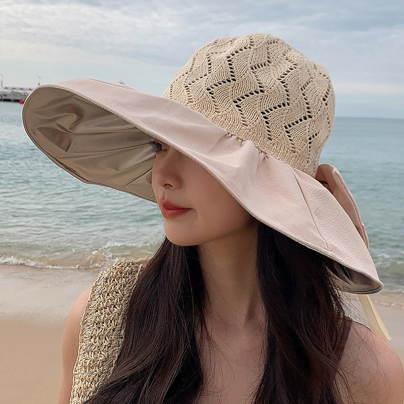 Spring Summer Solid Color Rubber Hat Ladies Sun Hat Big Brim Cloth Hat ...