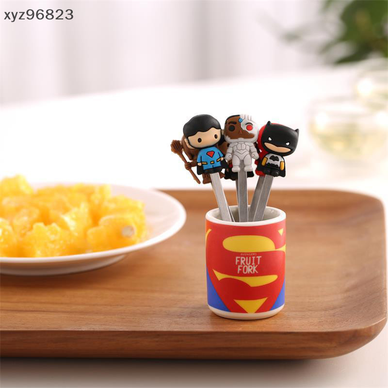 [xyz96823] 6Pcs/Set Stainless Steel Cartoon Hero Fruit Food Forks with ...