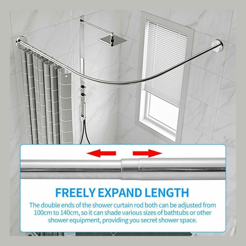 MURRAY1 Curved Bath Pole, Telescopic Stainless steel Shower Curtain ...