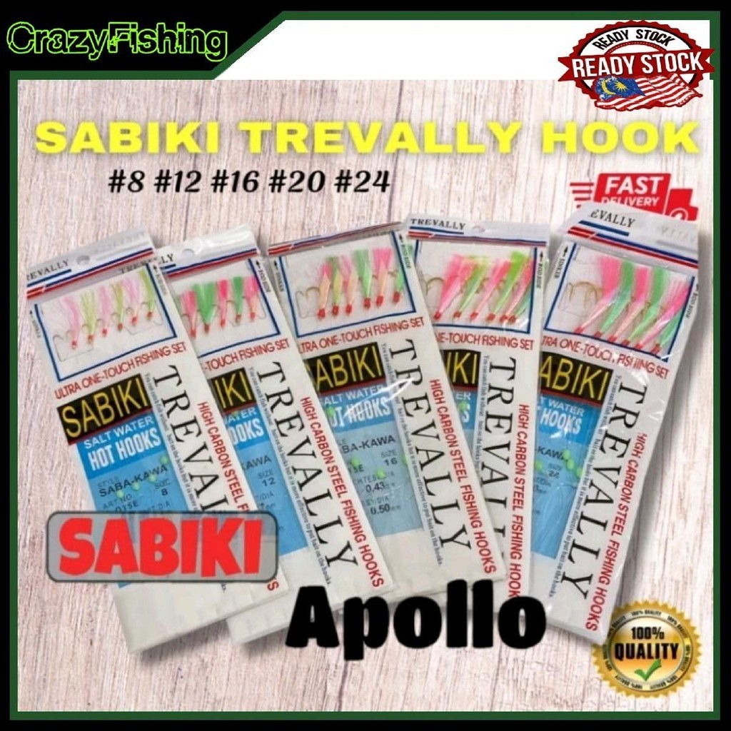 《Crazy》Sabiki TREVALLY Apollo Fishing Hook live bait fishing cari umpan ...