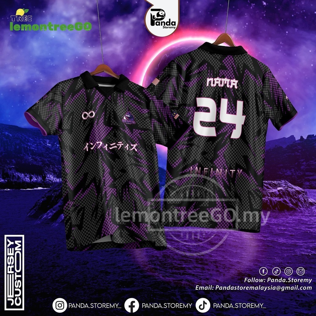 Jersi Gaming Infinity Jersey Esports Custom Malaysia Baju Hitam Purple ...