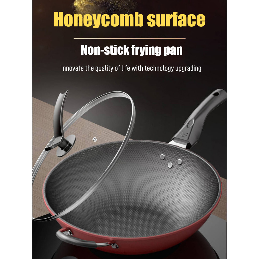 Home Honeycomb Frying Pan Full Size Wok Honeycomb NonStick Frying Pan ...