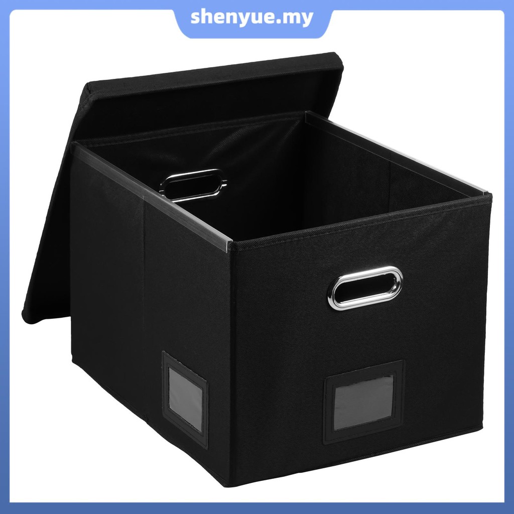 File Organizer Box with Lid Foldable Hanging File Filing Box Fabric ...