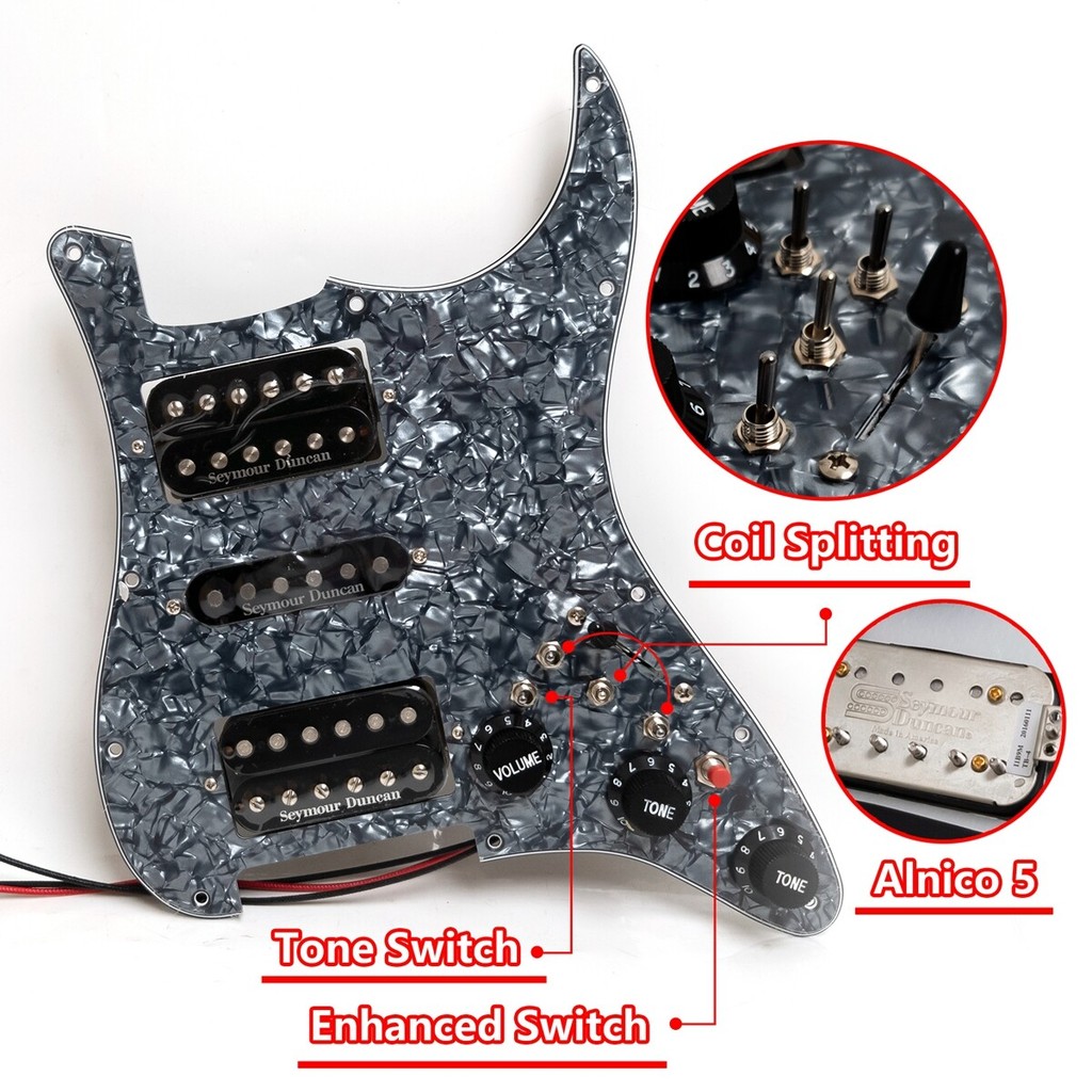 Prewired Loaded Guitar Stratocaster Pickguard SSS Pick Coil Splitting ...