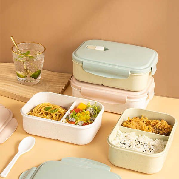 bekas makanan 饭盒 Lunch Box Microwaveable Heating Japanese Wheat Straw ...