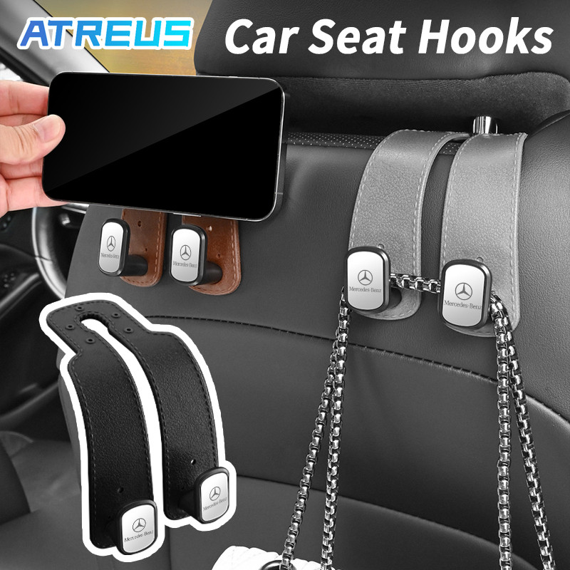 Mercedes Car Seat Back Hook Car Leather Double Hook Seat Rear Hanger ...