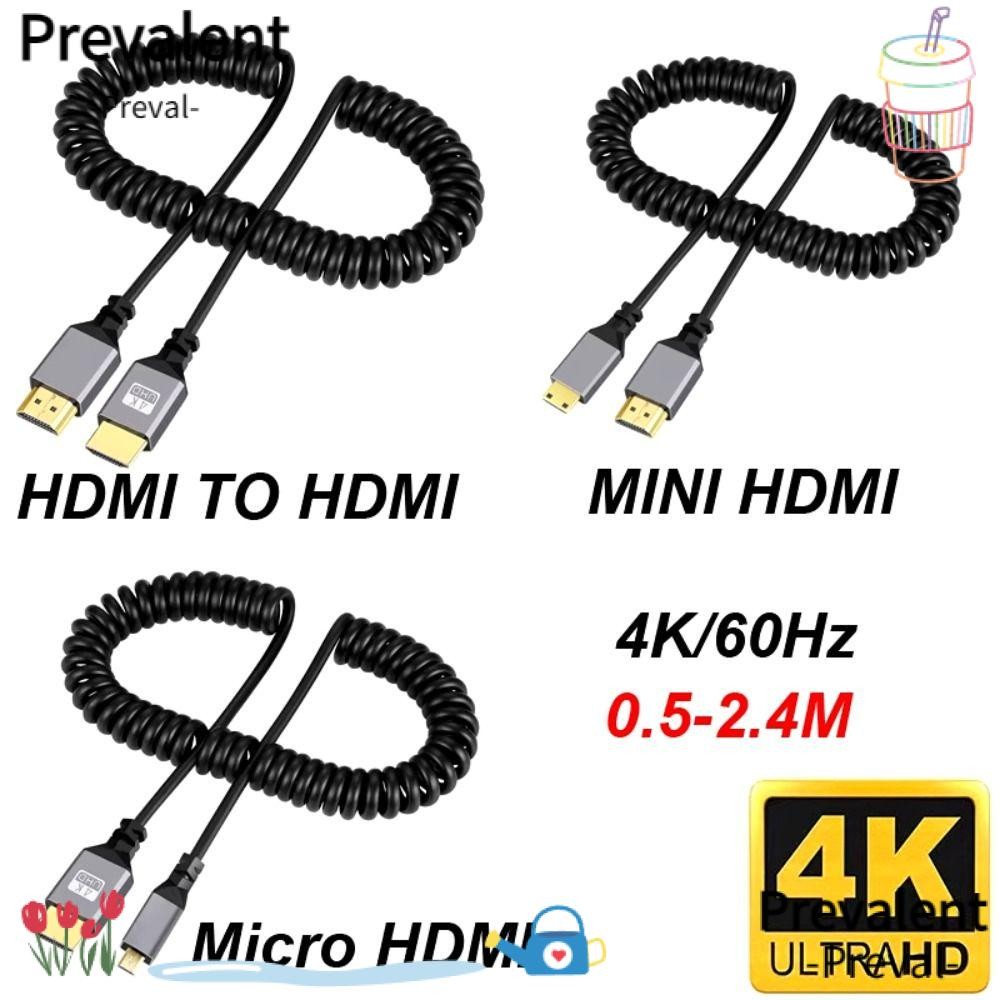 PREVAL HDMI-Compatible Spring Cable, 0.5-2.4M Flexible Micro Mini HDMI ...