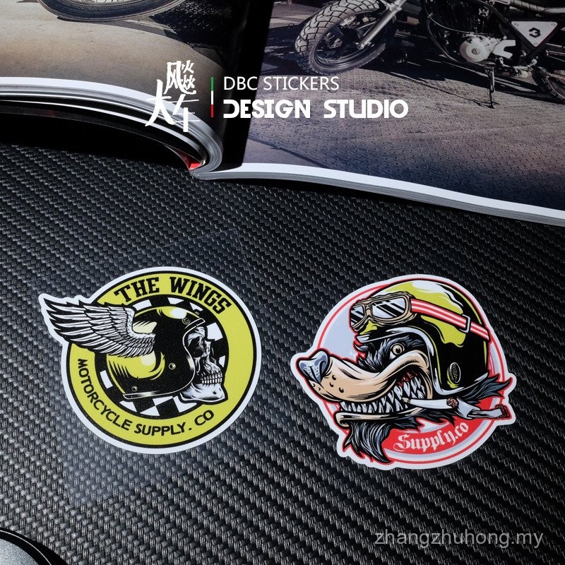 Cafe Retro Helmet Sticker Car Sticker Motorcycle Modified Sticker ...