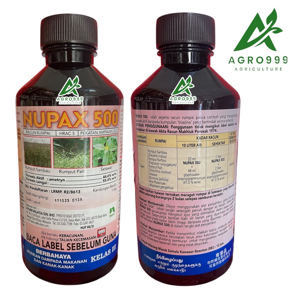 Nupax 500 1Liter/ametryn/Racun Rumpai Sambau Darat/tanaman tebu Dan ...