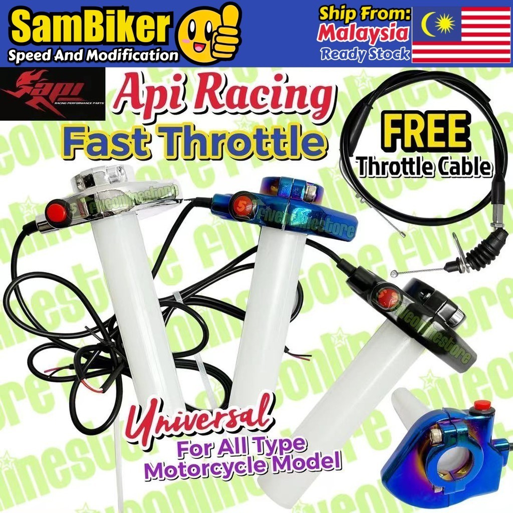 API Fast Throttle Racing Handle Grip Titanium Chrome Black FREE Cable Universal EX5 WAVE DASH ...
