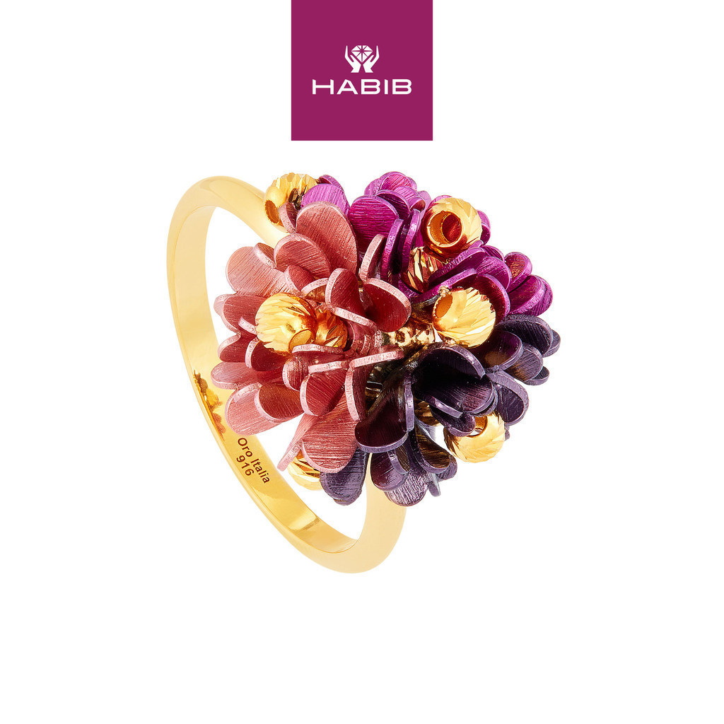 HABIB CLARA | Oro Italia 916 Yellow Gold Ring GR53741223(PPL) | Shopee ...