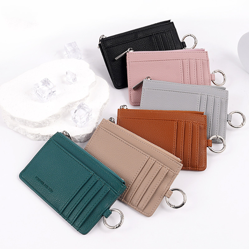 Keychain Card Holder Ladies PU Coin Purse Women Ultra-Light Mini Thin ...