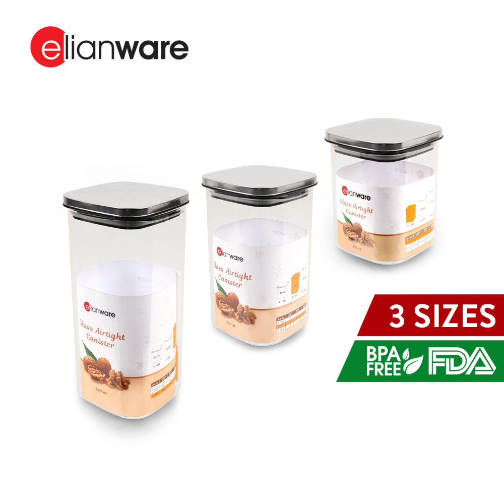 Elianware Premium Glass Spice Container Kitchen Storage Rempah Jar ...