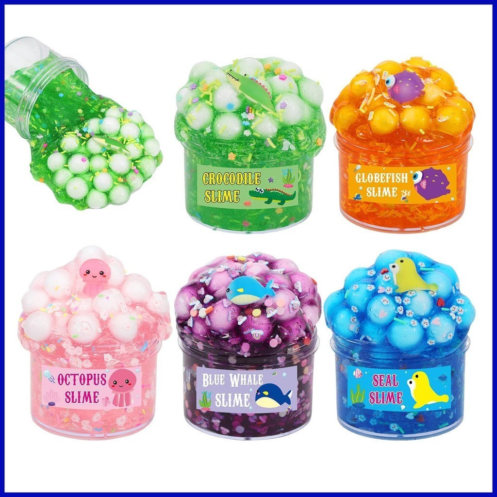 Crunchy Glitter Crystal Slimes Fluffy Cube Kit Slimes Crunchy Clear ...