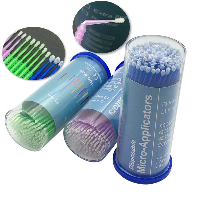 100pcs/box Disposable Micro Applicator Brush Bendable with Storage Box ...