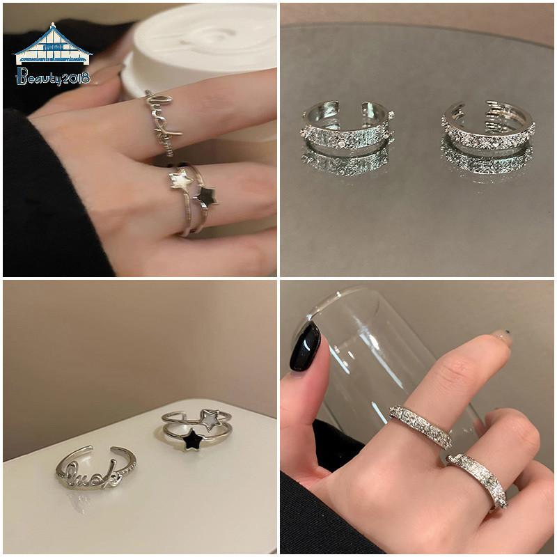 Ins 3D Flower Ring French Heart Shape Rings Creative Open Design Rings ...