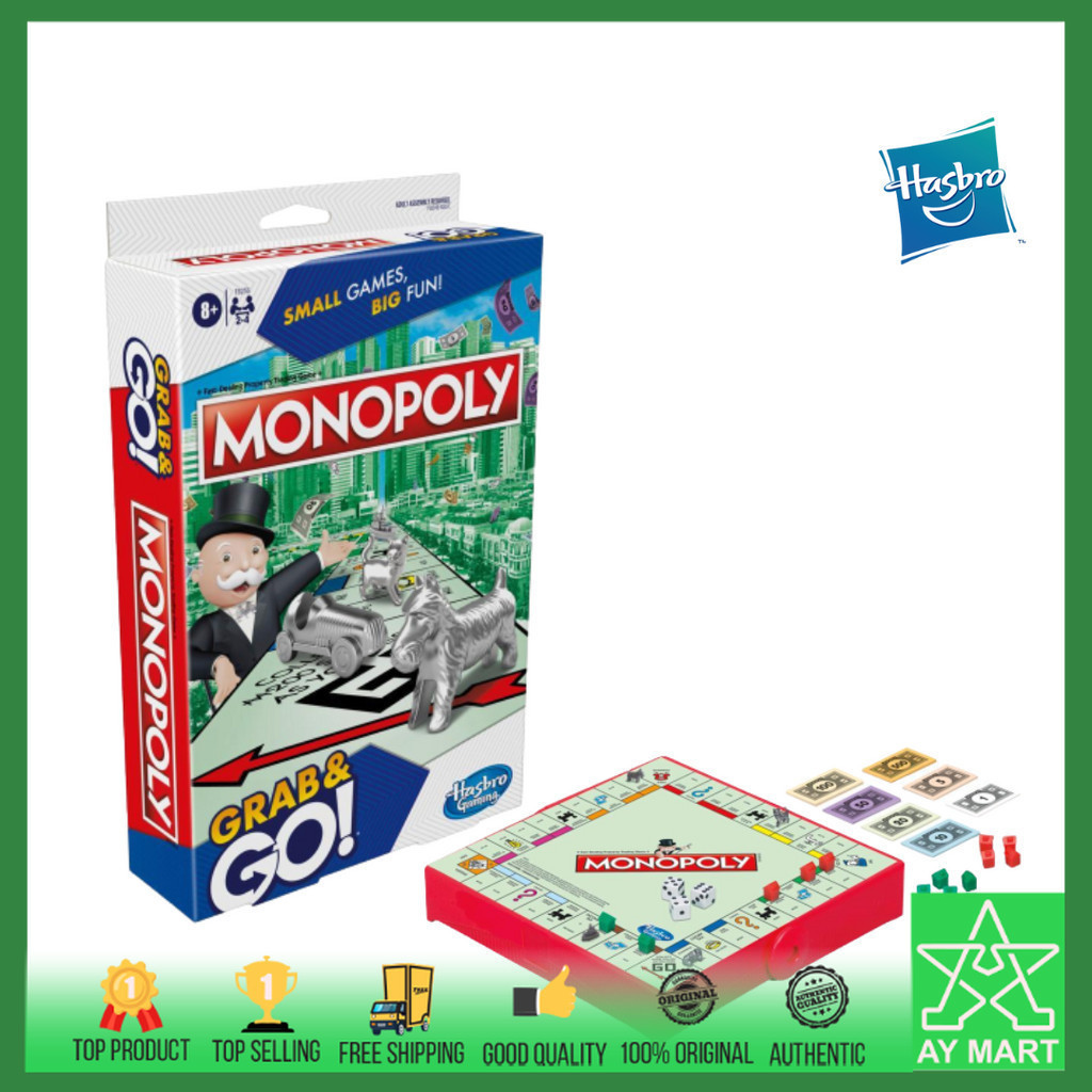 Monopoly Go Grab And Go Mini Travel Set Classic Portable Board Games ...