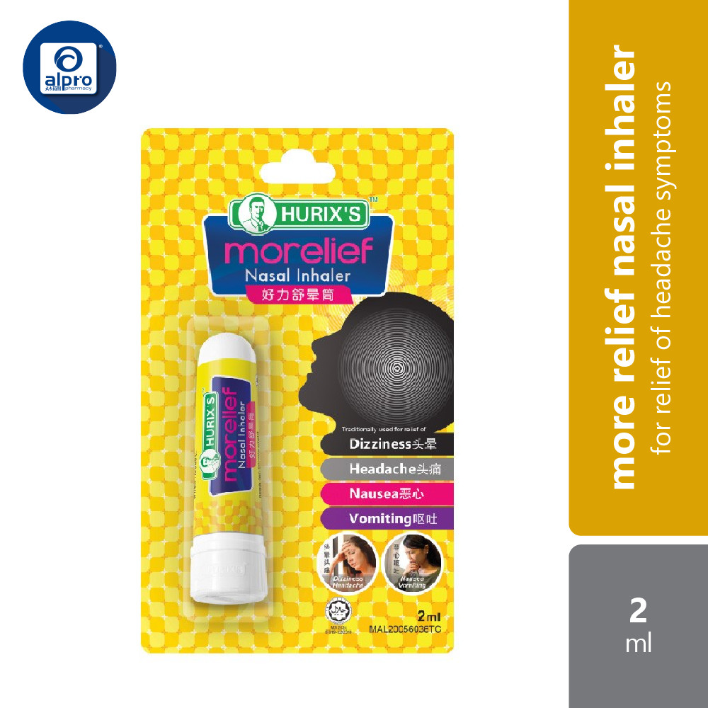 Hurix's Morelief Nasal Inhaler 2ml x 6s | To Soothe Nausea And Vomiting ...