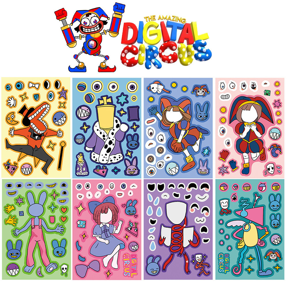8pcs Cartoon The Amazing Digital Circus Puzzle Sticker Children's DIY ...