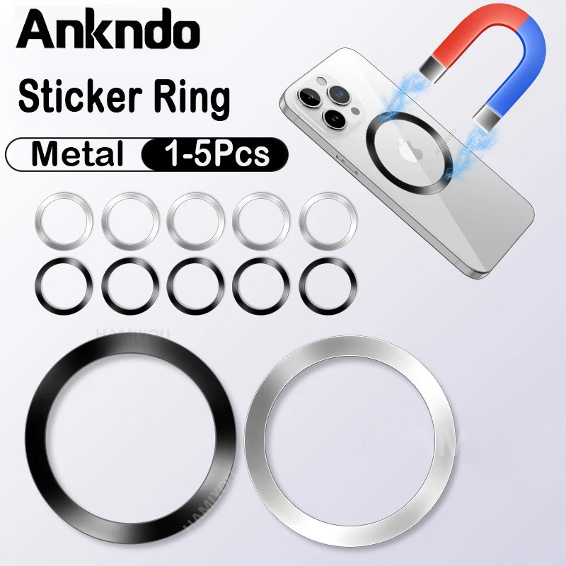 Ankndo 5pcs Stainless Steel Universal Magnetic Metal Plate Ring For ...