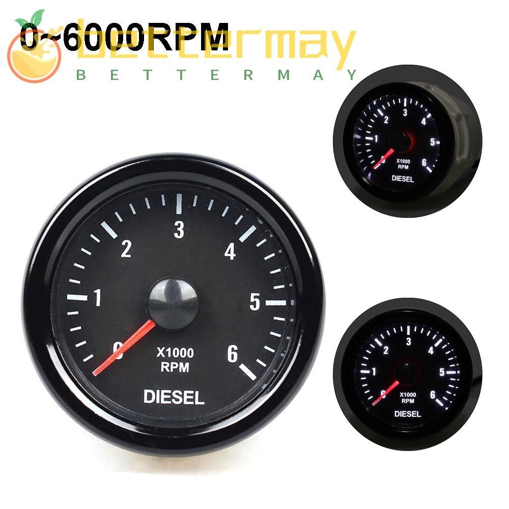 BETTER-MAYSHOW RPM Gauge, White Backlight 0-6000 RPM Tachometer Gauge ...