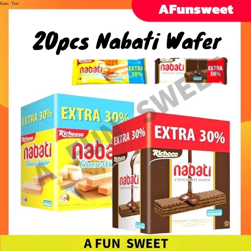 (WAFER / BOX) 20pcs x 21g Nabati Cream Wafer Extra 30% [Richeese Cheese / Richoco Chocolate ...