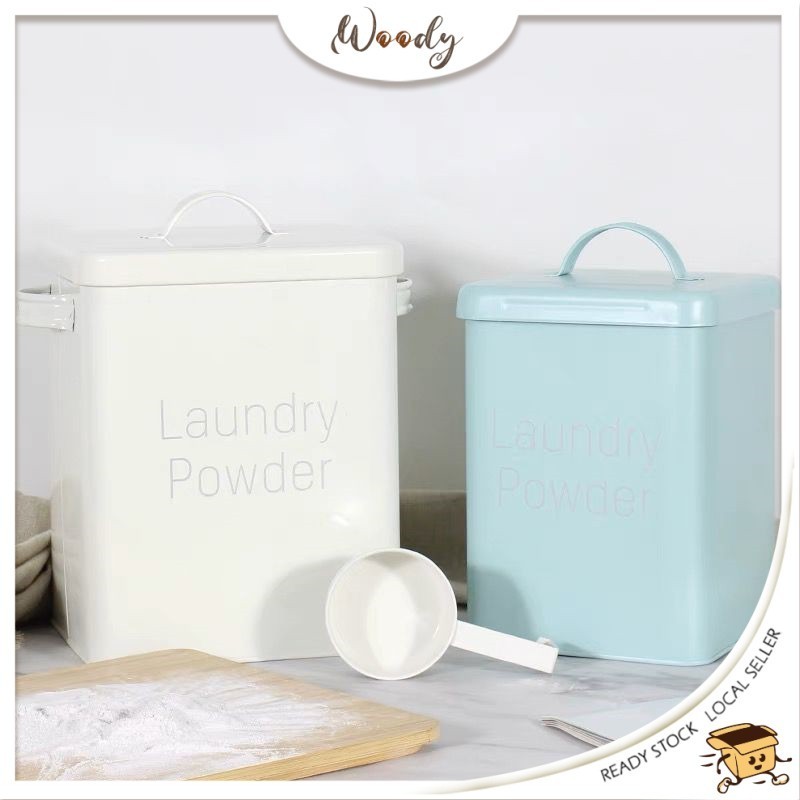 【Woody】 Detergent storage box with lid and scoop Multipurpose Washing ...