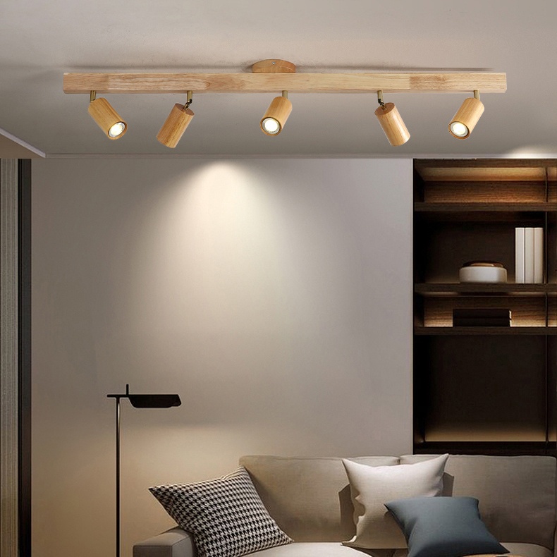 [360 ° Track Light] Raw wood track chandelier ceiling lights dining ...