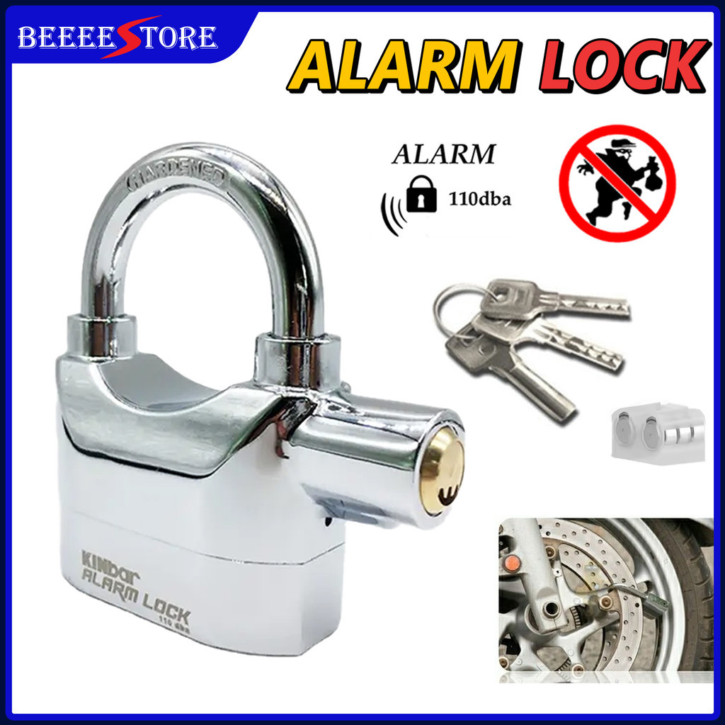 KINBAR 110db Anti Theft Siren Alarm Padlock Motorcycle alarm lock ...