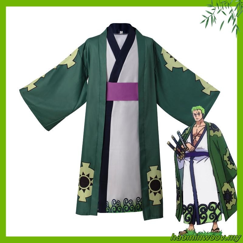 Anime One Piece Roronoa Zoro Cosplay Costume Wano Kuni Country Kimono ...