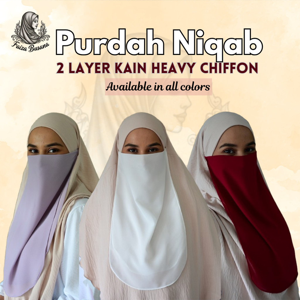 Purdah / Niqab 2 Layer Kain Heavy Chiffon Bertali | Shopee Malaysia