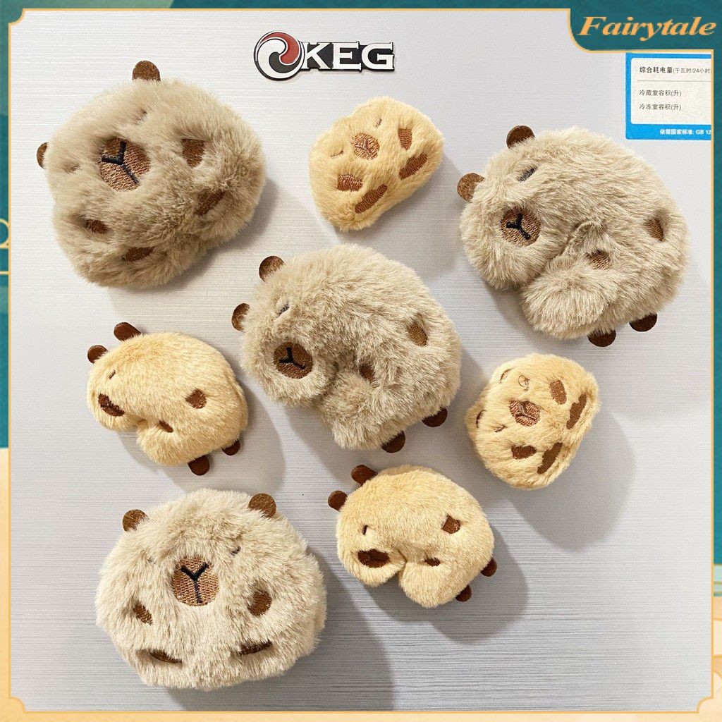 Capybara Plush Fridge Magnets Doll Decoration Creative Fluffy Animals ...