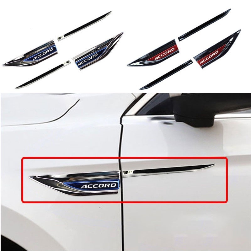 1 Set Stainless Steel Car Door Fender Metal Side Logo Stickers Left And ...