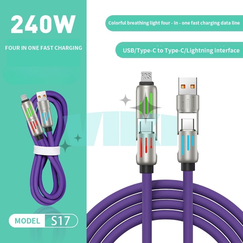 4-in-1 fast charging cable 240w Fast Charger Type C Micro USB For ...