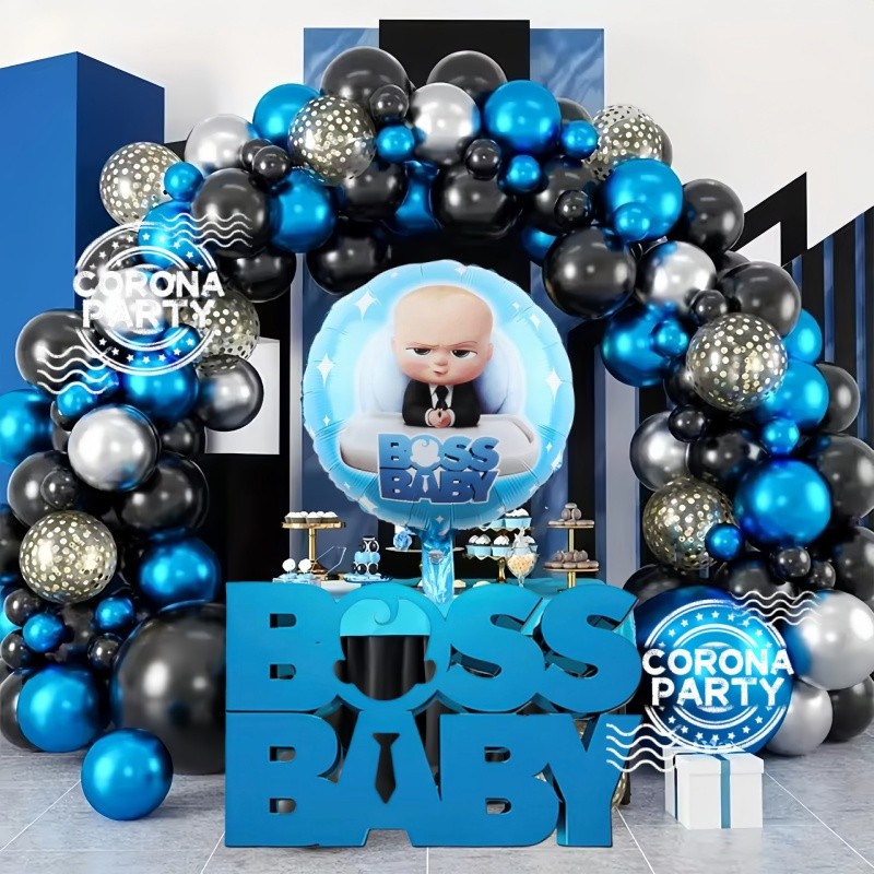 Baby BOSS BABY Balloon Garland Arch Kit Black Number Foil Boy Birthday ...