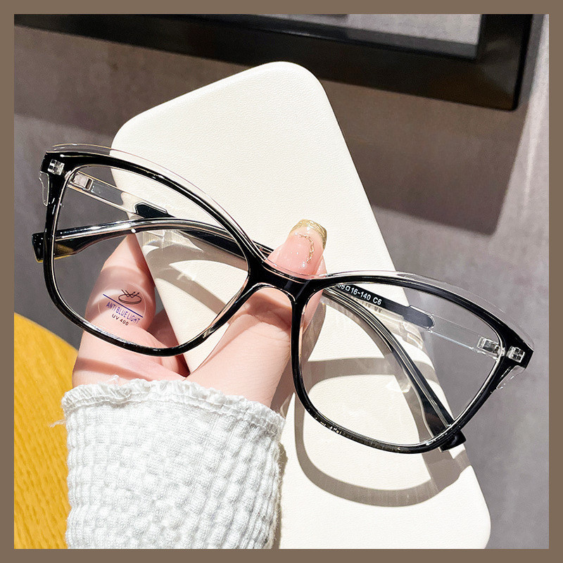 TR90 new cat-eye personality glasses frame men's and women's anti-blue ...