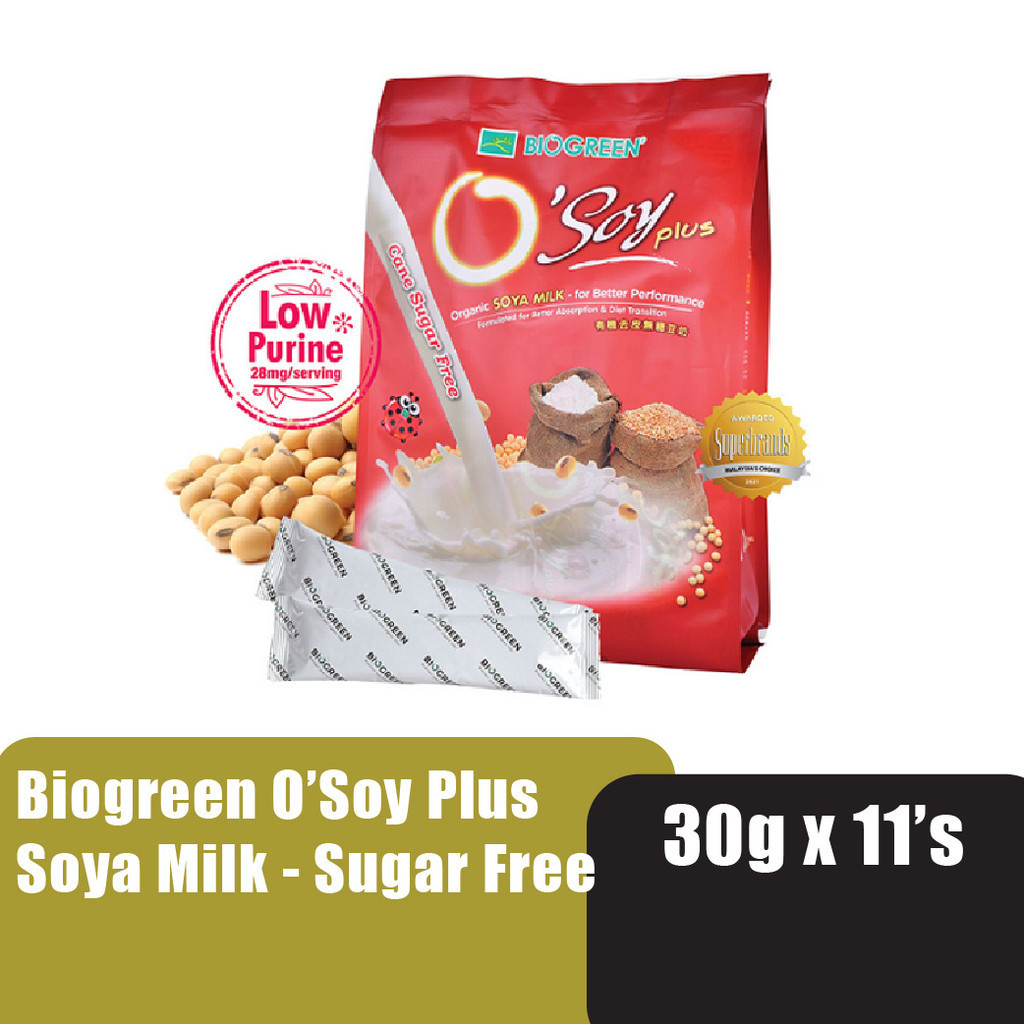 BIOGREEN O'Soy Plus Organic Soya Milk Powder 30g X 11'S Halal Sugar ...
