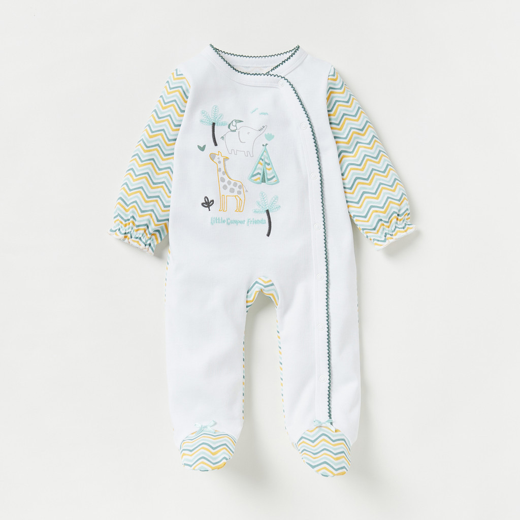 Juniors Embroidered Sleepsuit with Long Sleeves | Shopee Malaysia