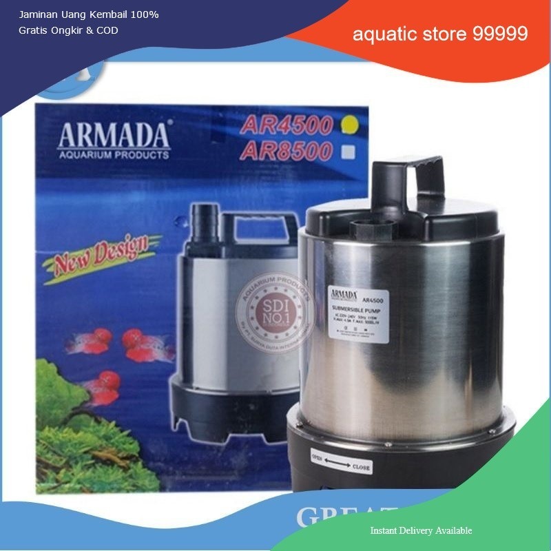MESIN Armada ar 4500 stainless Submersible Pump aquarium Fish Pond ...