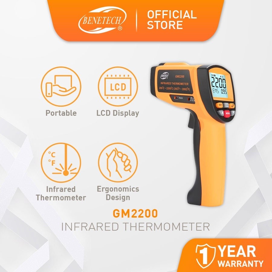 Benetech GM2200 Non-Contact Digital LCD Infrared Thermometer Laser ...