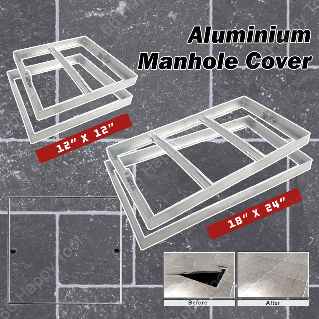 (1pc) 12"x12" 18"x24" Aluminum Manhole Cover Mosaic Cover Frame Penutup ...